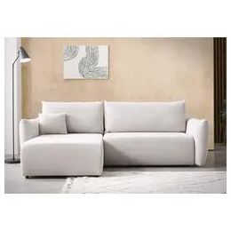 Ecksofa Inosign "MAVAS Schlafsofa mit Bettkasten, L-Form" Sofas Gr. B/H/T: 257cm x 88cm x 177cm, Feinstruktur, Recamiere links, grau (hellgrau) ca.257127cm (Liegefläche 212145 cm), Cord, Chenille, Struktur