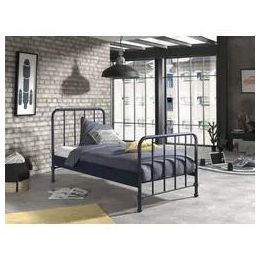 Jugendbett Vipack "Bronxx", blau, B:96,5cm H:110cm L:206cm, Betten, Kinderbett Jugendbett, Metallbett