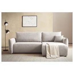 Ecksofa Inosign "MAVAS Schlafsofa mit Bettkasten, L-Form" Sofas Gr. B/H/T: 257cm x 88cm x 177cm, Chenille-Struktur, Recamiere rechts, beige (greige) ca.257127cm (Liegefläche 212145 cm), Cord, Chenille, Struktur