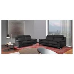 3-Sitzer Calia italia "Roby italienisches Designsofa mit exzellentem Sitzkomfort" Sofas Gr. B/H/T: 214cm x 95cm x 96cm, Leder BULL, grau (grigio scuro) erstklassigem Lederbezug