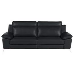 3-Sitzer Calia italia "Roby" Sofas Gr. B/H/T: 214cm x 95cm x 96cm, Leder BULL, Relaxelement links-Relaxelement rechts, mit elektrischer Relaxfunktion, schwarz (nero)