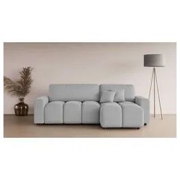 Ecksofa Inosign "Reaboro" Sofas Gr. B/H/T: 233cm x 88cm x 142cm, Struktur, Recamiere beidseitig montierbar, mit Bettfunktion und Bettkasten, grau (hellgrau) L-Form