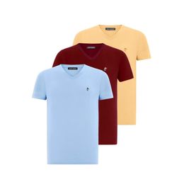 Jacey Quinn Shirt Herren Gr&ouml;&szlig;e L hellblau / gelb / bordeaux