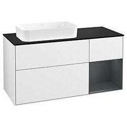 Villeroy & Boch Villeroy und Boch Finion Waschtischunterschrank G282HGGF 120cm, Abdeckplatte black matt, Emotion, Regal rechts Midnight Blue Matt Lacquer, Glossy white lacquer