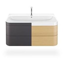 Duravit Happy D.2 Plus Möbelwaschtisch-Unterschrank HP4638E8080 97,5 x 49 cm, 2 Hahnlöcher, graphit supermatt, 2 Schubkästen