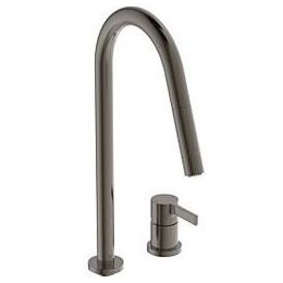 Ideal Standard Gusto Küchen-2-Loch-Armatur BD424A5 magnetic grey, mit hohem Rohrauslauf und herausziehbarer 2-Funktionshandbrause