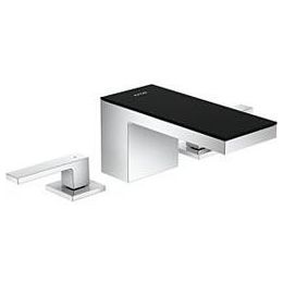 hansgrohe Axor MyEdition Waschtisch-3-Loch-Armatur 47050600 Ausladung 151 mm, mit Push-Open Ablaufgarnitur, chrom/Schwarzglas