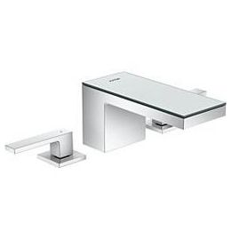 hansgrohe Axor MyEdition Waschtisch-3-Loch-Armatur 47050000 Ausladung 151 mm, mit Push-Open Ablaufgarnitur, chrom/Spiegelglas