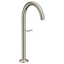 Hansgrohe Axor One Waschtischarmatur 48030820 Ausladung 165mm, für Aufsatzwaschtische, mit Push-Open-Ablaufgarnitur, brushed nickel