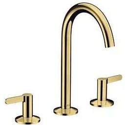 Hansgrohe Axor One 3-Loch-Waschtisch-Armatur 48050990 Ausladung 140mm, mit Push-Open-Ablaufgarnitur, polished gold optic