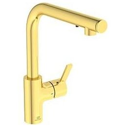 Ideal Standard Gusto Wand-Küchenarmatur A7817A2 brushed gold, mit Sensor-Flüssigseifenspender, Bausatz 2