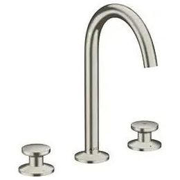 Hansgrohe Axor One 3-Loch-Waschtischarmatur 48070800 Ausladung 140mm, mit Push-Open-Ablaufgarnitur, Edelstahl-Optik