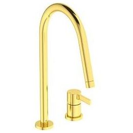 Ideal Standard Gusto Küchen-2-Loch-Armatur BD422A2 brushed gold, mit hohem Rohrauslauf