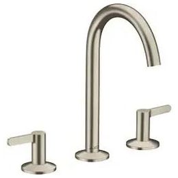 Hansgrohe Axor One 3-Loch-Waschtisch-Armatur 48050820 Ausladung 140mm, mit Push-Open-Ablaufgarnitur, brushed nickel