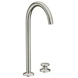 Hansgrohe Axor One 2-Loch-Waschtisch-Armatur 48060800 Ausladung 165mm, mit Push-Open-Ablaufgarnitur, Edelstahl-Optik