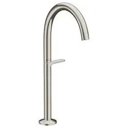 Hansgrohe Axor One Waschtischarmatur 48030800 Ausladung 165mm, für Aufsatzwaschtische, mit Push-Open-Ablaufgarnitur, Edelstahl-Optik