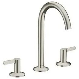 Hansgrohe Axor One 3-Loch-Waschtisch-Armatur 48050800 Ausladung 140mm, mit Push-Open-Ablaufgarnitur, Edelstahl-Optik