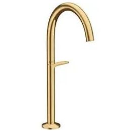 Hansgrohe Axor One Waschtischarmatur 48030250 Ausladung 165mm, für Aufsatzwaschtische, mit Push-Open-Ablaufgarnitur, brushed gold optic