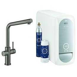 Grohe Blue Home Spültisch-Einhebelmischer 31454AL1 hard graphite gebürstet, L-Auslauf-Starter Kit