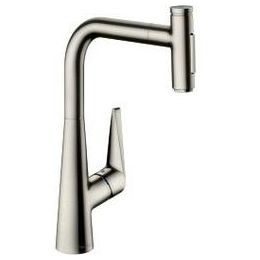 Hansgrohe Metris Select Küchenarmatur 73867800 mit Ausziehbrause, 2jet, sBox, edelstahl-optik