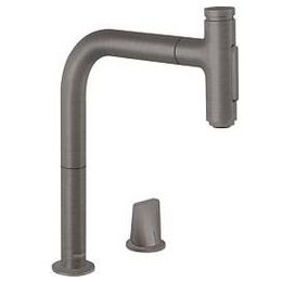 Hansgrohe Metris Select 2-Loch-Küchenmischer 73818340 brushed black, 2jet, Ausziehbrause