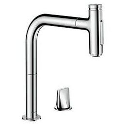 Hansgrohe Metris Select 2-Loch-Küchenmischer 73818000 chrom, 2jet, Ausziehbrause