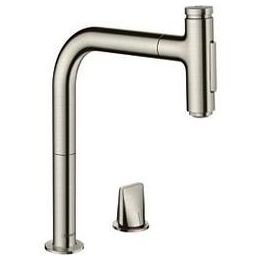 Hansgrohe Metris Select 2-Loch-Küchenmischer 73818800 edelstahl-optik, 2jet, Ausziehbrause