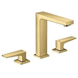 Hansgrohe Metropol Waschtisch-3-Loch-Armatur 32515990 Ausladung 152 mm, Push-Open Ablaufgarnitur, polished gold optic