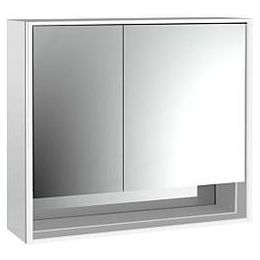 Emco Loft Aufputz-Lichtspiegelschrank 979805208 800x733mm, Unterfach, LED, 2-türig, breite Tür rechts, aluminium/Spiegel