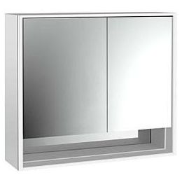 Emco Loft Aufputz-Lichtspiegelschrank 979805210 800x733mm, Unterfach LED, 2-türig, breite Tür links, aluminium/Spiegel