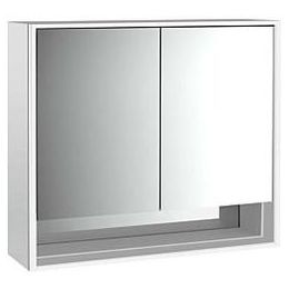 Emco Loft Aufputz-Lichtspiegelschrank 979805206 800x733mm, mit Unterfach, LED, 2-türig, aluminium/Spiegel