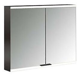 Emco prime Aufputz-Lichtspiegelschrank 949713524 800x700mm, 2-türig, schwarz/spiegel