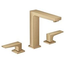 Hansgrohe Metropol Waschtisch-3-Loch-Armatur 32515140 Ausladung 152 mm, Push-Open Ablaufgarnitur, brushed bronze