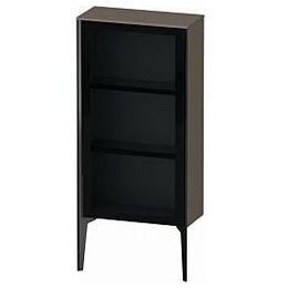 Duravit XViu Halbhochschrank XV1361LB289 50x24x89cm, Glastür, schwarz matt, Tür links, flannel grey hochglanz