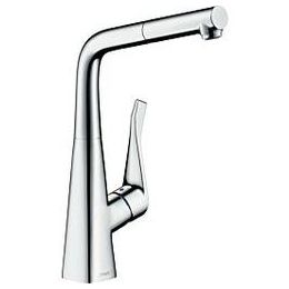 Hansgrohe Metris Spültisch-Einhebelmischer 14781000 mit Ausziehauslauf, 1jet, chrom