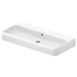 Duravit Qatego Waschtisch 2382100060 100 x 47 cm, weiß Hochglanz, ohne Hahnloch, mit Überlauf, Hahnlochbank