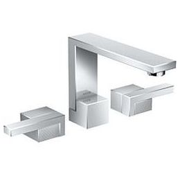 Hansgrohe Axor Edge 3-Loch-Waschtischarmatur 46051000 chrom, Diamantschliff, mit Push-Open Ablaufgarnitur, Ausladung 173mm