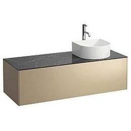 Laufen Sonar Schubladenelement/Sideboard H4054270341401 117,5x34x45,5cm, Ausschnitt rechts, mit Hahnloch, Gold/Nero Marquina