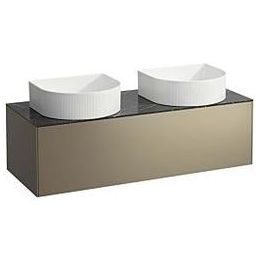 Laufen Sonar Schubladenelement/Sideboard H4054240341421 117,5x34x45,5cm, Ausschnitt links/rechts, Titan/Nero Marquina