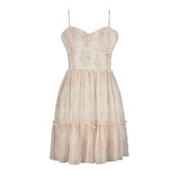 Trendyol Kleid Damen Größe 38 ecru / gelb / pink / dunkelpink