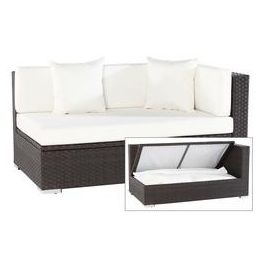 OUTFLEXX 2-Sitzer Ecksofa, braun, Polyrattan, 145x85x70cm, Armlehne li, inkl. Kissen, wasserfeste Kissenbox