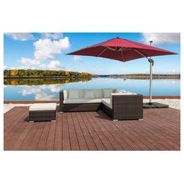 OUTFLEXX Gartenlounge, braun marmoriert, 6 Pers, Polyrattan, wasserfeste Kissenbox