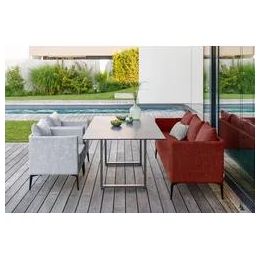 Stern Silverstar2.0 Garten-Essgruppe, Rot/Schiefergrau, Aluminium, Tisch ca. 200x100 cm, 2x Sessel ca. 67x67 cm, 3-Sitzer Sofa ca. 200x67 cm