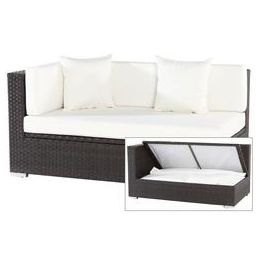 OUTFLEXX 2-Sitzer Ecksofa, braun, Polyrattan, 145x85x70cm, Armlehne re, inkl. Kissen, wasserfeste Kissenbox