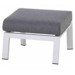 siena GARDEN Valencia Loungehocker, matt weiß-grau/stone grey, Alu/Ranotex®-Gewebe, 59x60x43 cm