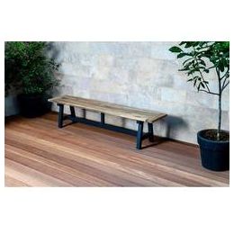 OUTFLEXX Belanda Bank, dark grey/natur, Alu/recycled FSC®-Teak, 200x40x45cm, rustikal gebürstet, A-Gestell