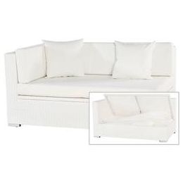 OUTFLEXX 2-Sitzer Ecksofa, weiß, Polyrattan, 145x85x70cm, Armlehne re, inkl. Polster, wasserfeste Kissenbox