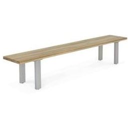 OUTFLEXX Bank, natur, Edelstahl & recycled FSC-Teak, 240x40x45cm, Baumkante