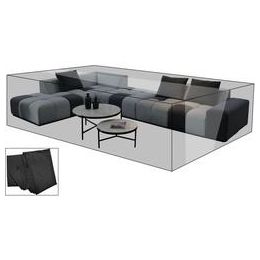 OUTFLEXX Premium Abdeckhaube für Ecklounge, schwarz, Polyester, 250 x 285 x 60 cm, wasserbeständig, integriertes Zugband