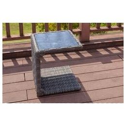 OUTFLEXX Beistelltisch, grau, Polyrattan, 45 x 45 x 50 cm, Tischplatte Spraystone, innenliegend